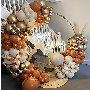 Fall Balloons Garland Arch Kit Orange Gold Burgundy White Confetti Balloons with Artificial Maple Leaves Garland for Thanksgiving Autumn Little Pumpkin Baby Shower Birthday Party Decorations