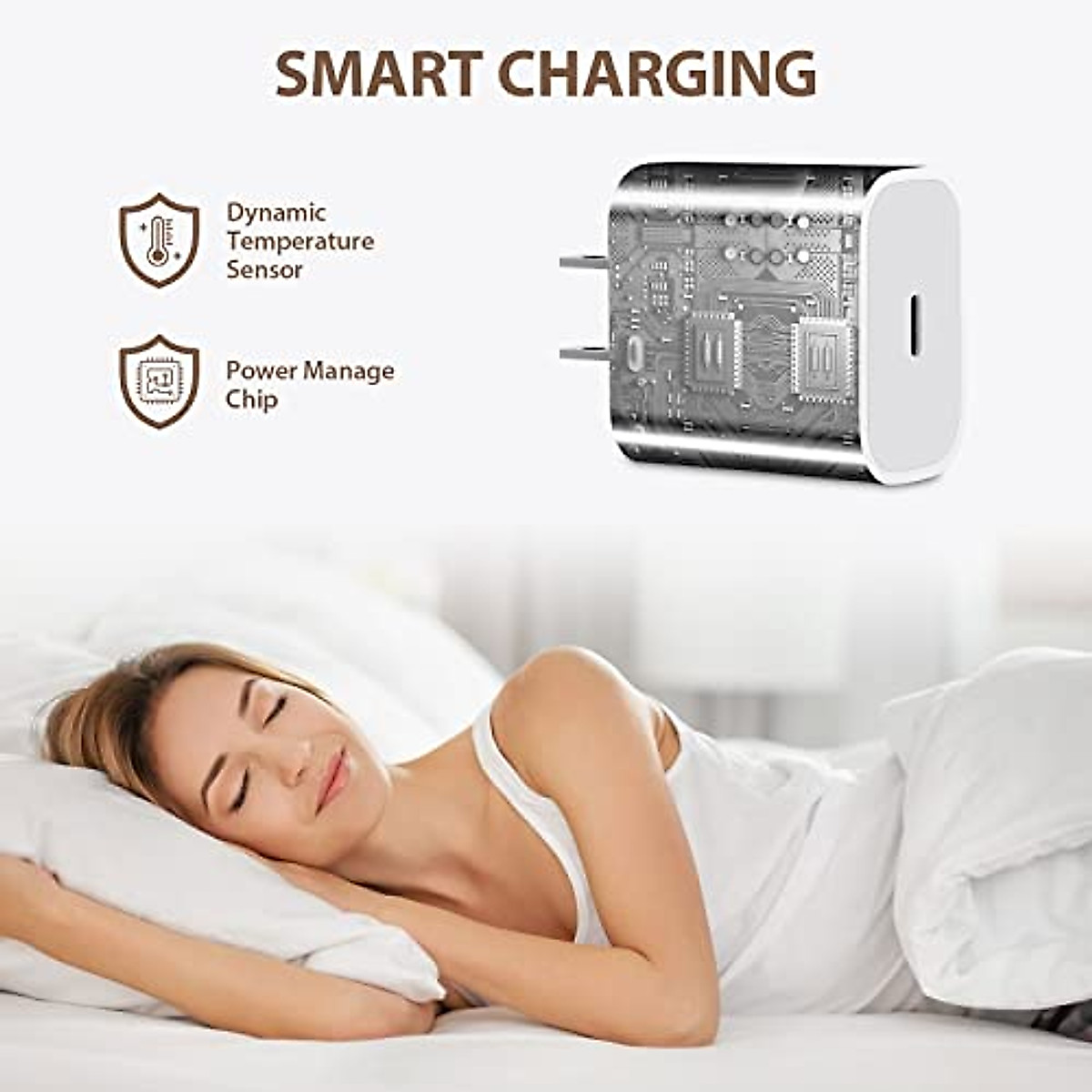 XNMOA 20W USB C PD Wall Charger, Type C Power Adapter with 3FT Charger Cord for iPhone 14 13 12 11 Pro Max, iPad Pro, Phone Charger Cable 3ft Quick Charge Data Sync Cord with Wall Plug with USB C