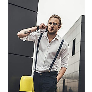 LOLELAI Suspenders for Women and Men | Elastic, Adjustable, Y-Back | Pant Clips, Tuxedo Braces (1, Black)