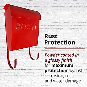 NACH Mailboxes for Outside Wall Mount, 12 x 11.2 x 4.5 inch, Red Wall Mounted Mailbox, Waterproof Mailbox with Outdoor Newspaper Holder - The French Euro Mailbox