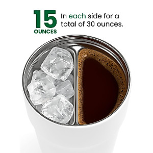 Splitflask 2-in-1 Hot & Cold Vacuum Insulated 30oz Tumbler, Stainless Steel, Dual Chamber, Leak-Proof, BPA-Free, Split Cup, 2 Drink, 2 Sides, Cup Holder Friendly, Coffee & Water (Hartley Black)