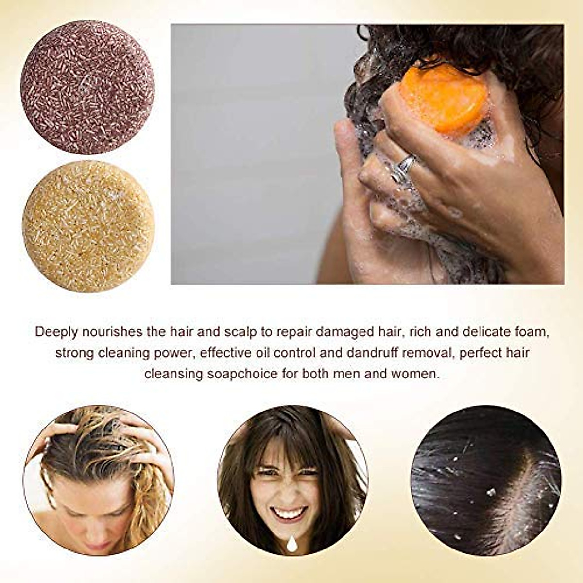 TruuMe Hair Darkening Solid Shampoo Bar, 2Pcs, Helps Stop Hair Loss, Hair Regrowth, Treatment for Men & Women, Unscented, Natural, Paraben Free, Sulfate Free, Damaged, Thin Hair