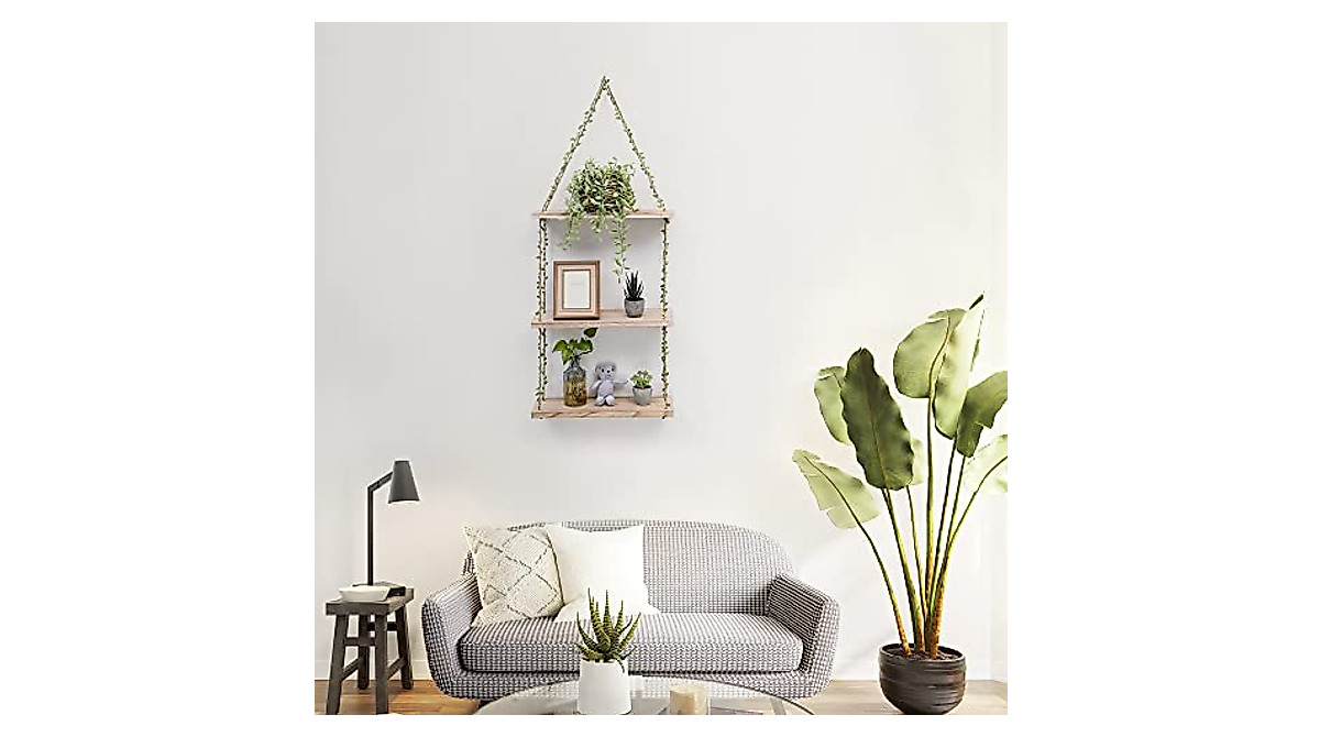Stylish MITIME 3-Tier Hanging Wall Shelves for Decor