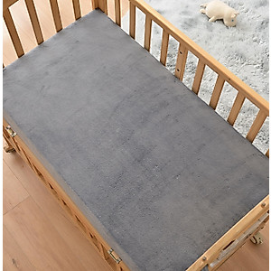 Cozy Fleece Microplush Super Soft Fitted Crib Sheets (Set of 2), Grey/White with Moon & Stars (93CK2FNLFLCP01028x52)