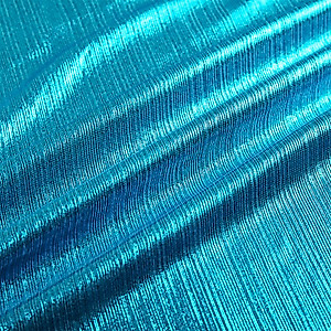 MaiMaiSuan 60’’ Wide Soft Shiny Stretch Metallic Luster Rib Knit Fabric for Dancing Dress Costume Wedding Dress DIY Clothing Fabric(1 Yard,Lake Blue)
