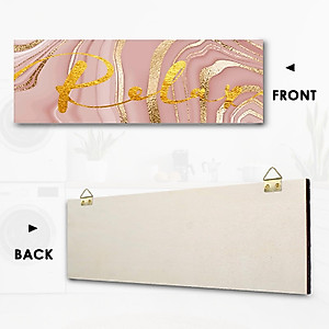 3 Pieces Funny Rustic Wooden Art Wall Hangings Relax Soak Breathe Pink Gold Marble Style Wood Signs 12 X 4 Inches for Home, Living Room, Bedroom, Yoga Room Wall Decor