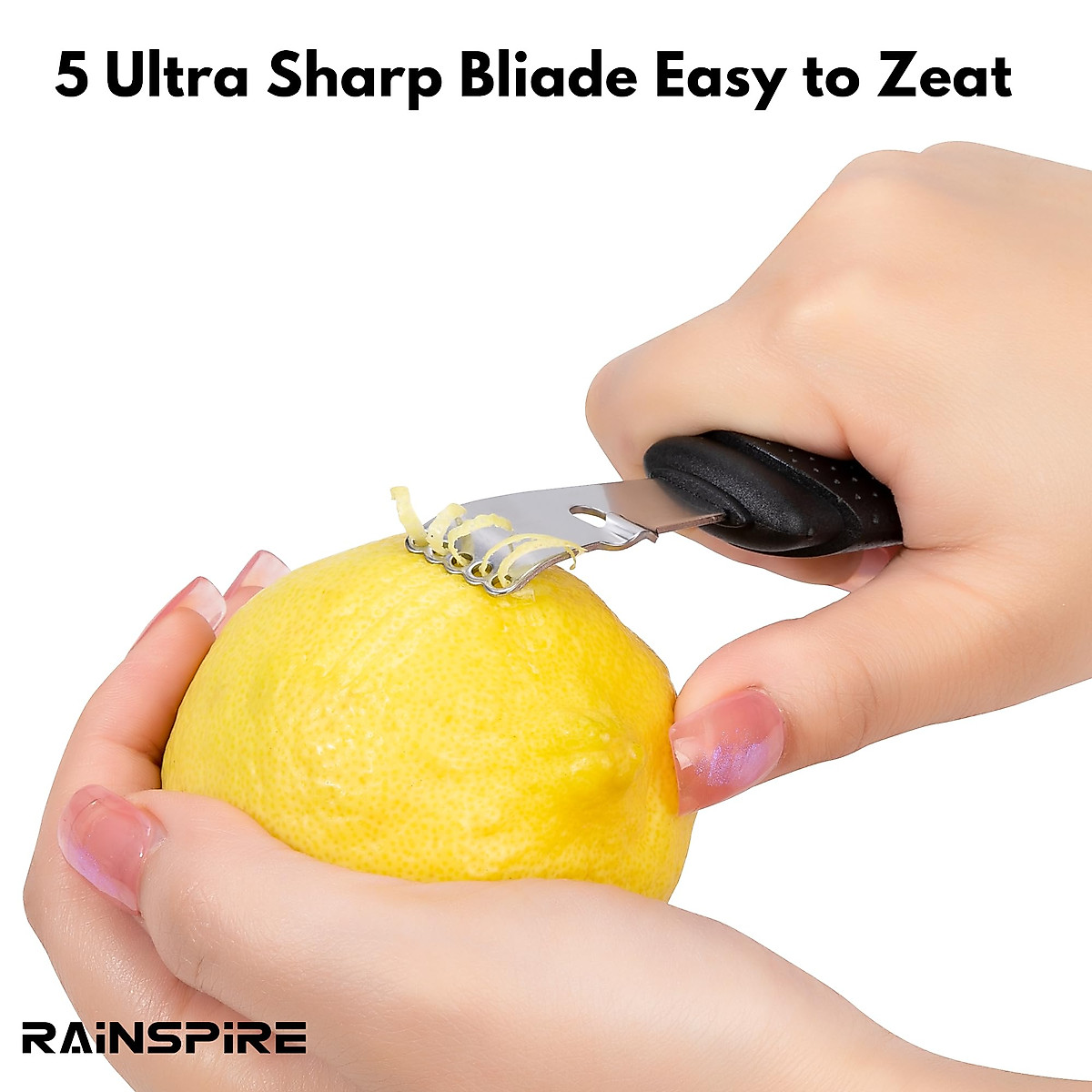 Rainspire Lemon Zester Tool with Channel Knife, Stainless Steel Citrus ...