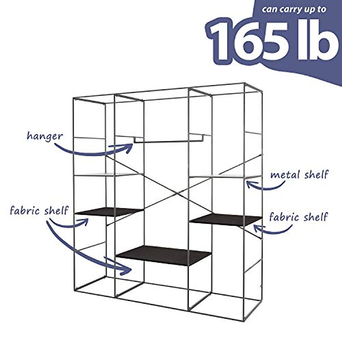 Lunarable Tree of Life Portable Fabric Wardrobe, Hand Sketch of Tree with Few Leaves Branches Ready for Growth Fertile Print, Clothing Organizer and Storage Closet with Shelves, 59", Cream Brown