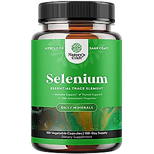 Pure Selenium Thyroid Support Supplement - Selenium 200mcg Antioxidant Supplement and Natural Immune Booster for Adults - Adult Immune Support Vitamins and Mind and Memory Supplement for Brain Support