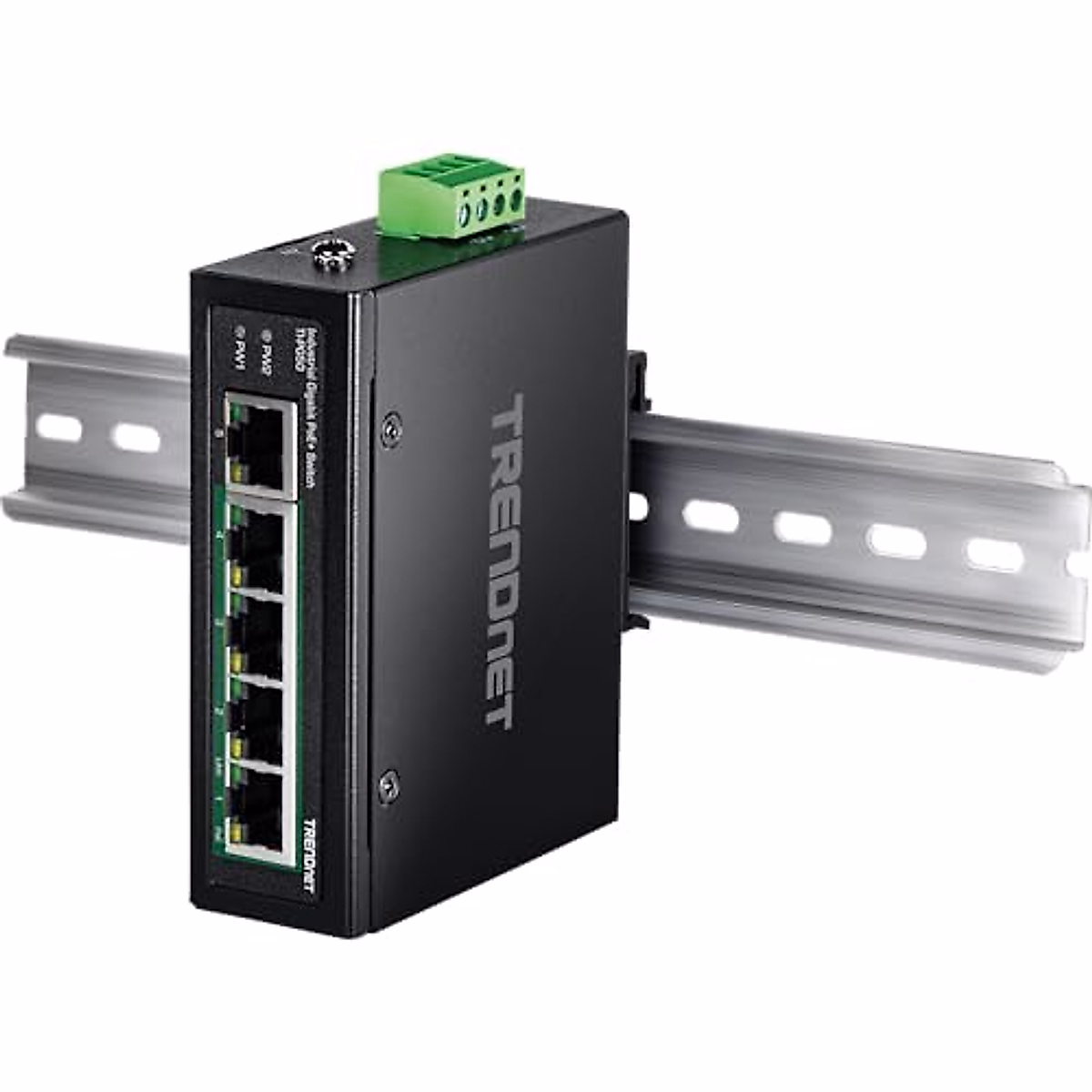 TRENDnet 5-Port Hardened Industrial Unmanaged Gigabit Switch, TI-PG50, 10/100/1000Mbps, DIN-Rail Switch, 4 x Gigabit PoE+ Ports, 1 x Gigabit Port, Gigabit Ethernet Network Switch, Lifetime Protection