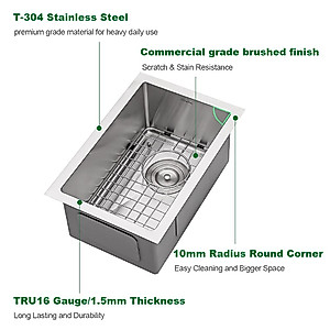 30 Undermount Kitchen Sink - Sarlai 30" Stainless Steel 16 Gauge Single Bowl Sinks, 30x18 Inch Sturdy Deep Bowl Basin Sink
