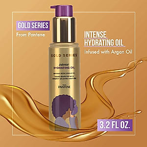 Pantene Gold Series Intense Hydrating Oil Treatment, 3.2 Fl Oz – Hair Oil Infused with Rich Argan Oil for Beautiful, Shiny Hair - Dye, Paraben and Sulfate Free Formula