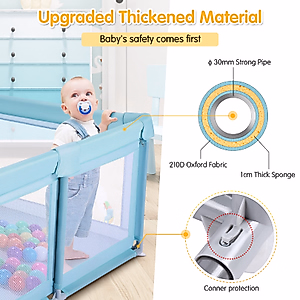 Baby Playpen Extra Large for Babies/Toddlers/Twins 79'' x 59'' Floor Baby Pen, Sailnovo Large Baby Play Pen Play Yard for Baby, Baby Fence Activity Center with Anti-Slip Sucker and Handler(Green)