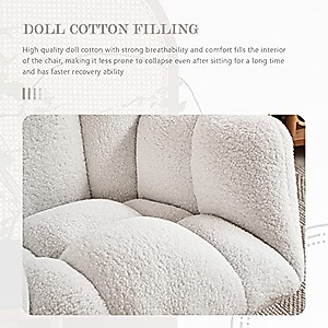 Ljirnt Nursery Rocking Chair, Teddy Fabric Upholstered Glider Rocker with High Backrest, Modern Rocking Accent Chairs Comfy Side Chair for Nursery, Bedroom, Living Room (Ivory)