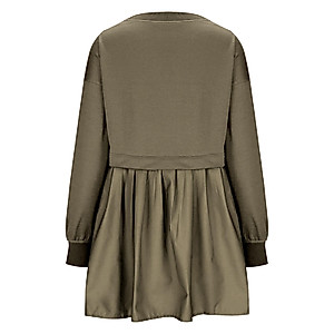 Track Womens Oversized Sweatshirt Dress Casual Long Sleeve Crewneck Pullover Tops Loose Short Flowy Pleated Mini Dress 2023 Men Comfy Travel Outfits for Women