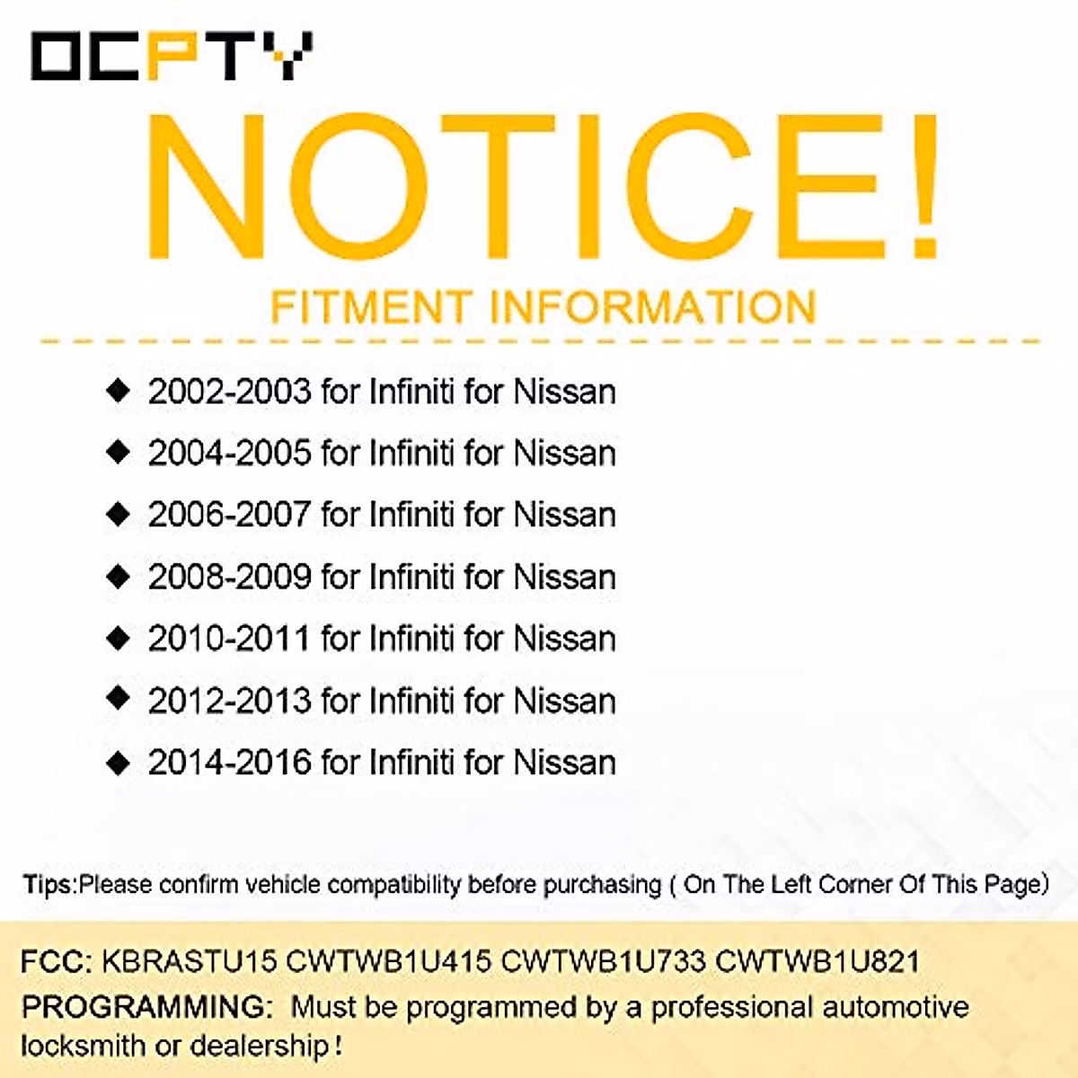 OCPTY 1 X Flip Key Entry Remote Control Key Fob Transmitter Replacement for 02 03 04 05 06 07 08 09 10 11 12 13 14 15 16 for Infiniti for Nissan 1.6L 1.8L 2.0L 2.4L 2.5L CWTWB1U415 3 Buttons 315 Mhz