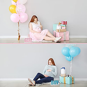 Boy or Girl Sign – Blue and Pink Wooden Tabletop Decor， for Gender Reveal and Baby Shower Party Supplies – by JTRF