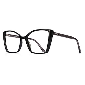 JFXQDR Women's Oversized Blue Light Blocking Glasses, Trendy Cat Eye Computer Gaming Eyeglasses Anti Eyestrain & UV Glare RF6204 (Black Cateye Frame)