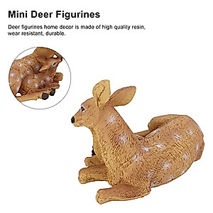 Cyrank Resin Deer Figurine, Mini Animal Figurine Deer Decorations 3.8x2.2x6.7in Outdoor Garden Statue Deer Lying Down Sculpture Ornaments Housewarming Gift