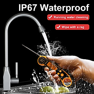 YOXIJAC Instant Read Meat Thermometers for Cooking Waterproof Digital Food Thermometer for Grill BBQ Candy Thermometer with Backlight, Magnet, Calibration, and Long Foldable Probe Thermometer