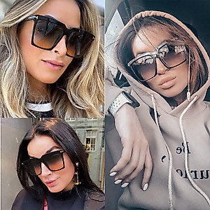 FEISEDY Oversized Square Sunglasses for Women Men Fashion Big Frame Shades B4044