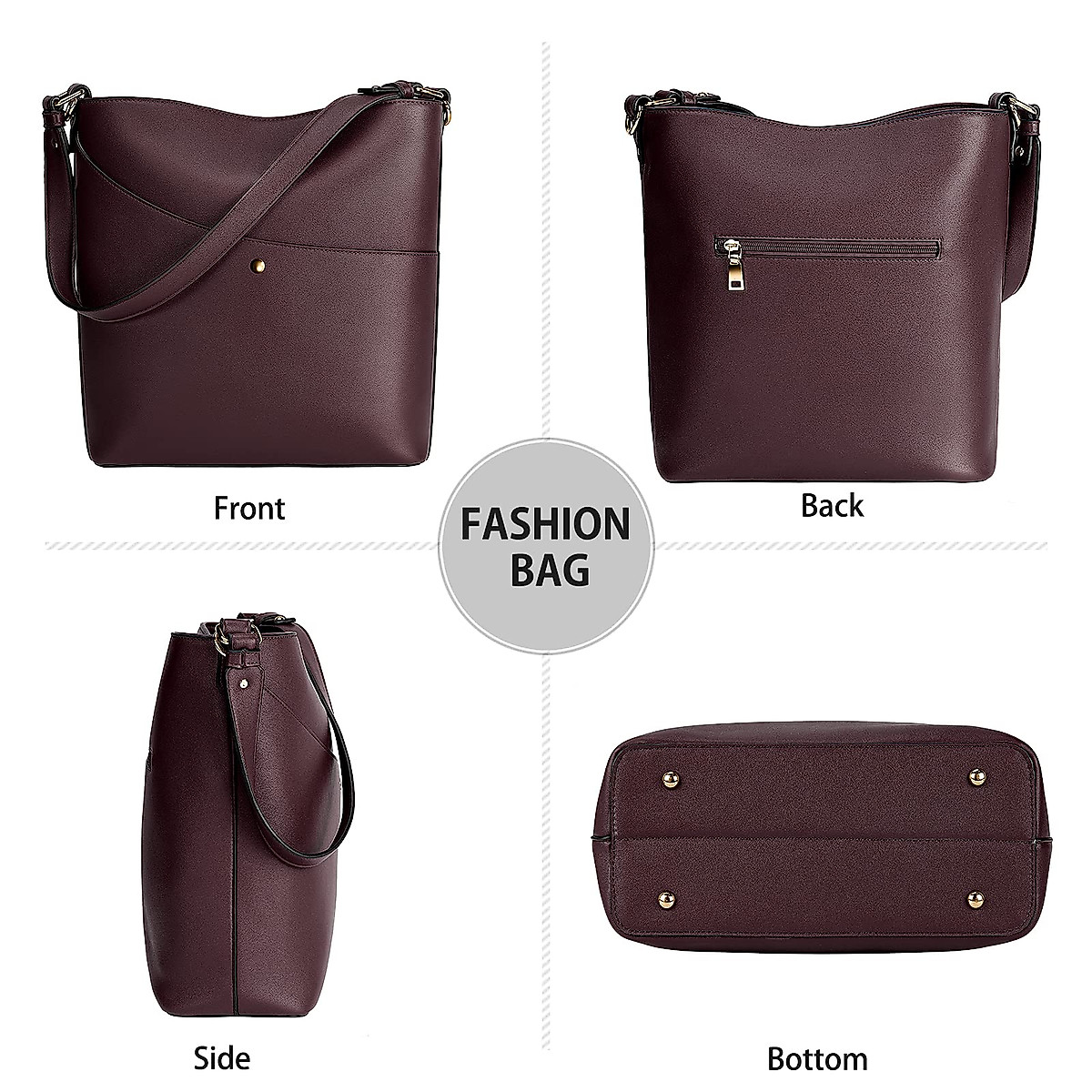 Purses for Women Large Leather Waterproof Tote Hobo Bag Fashion Crossbody Purse Bag for Women Work Travel Tote Shoulder Bucket Bag with Adjustable Strap