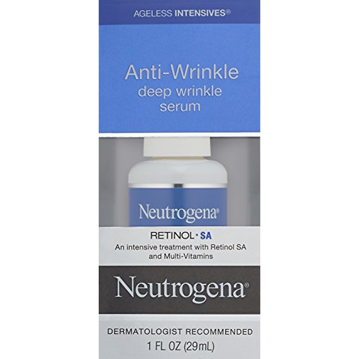 Neutrogena Ageless Intensives Anti-Wrinkle Deep Wrinkle Face Serum Treatment with Retinol SA & Multi-Vitamins to Reduce Crow's Feet, Laugh Lines, & Under Eye Wrinkles, 1 fl. oz