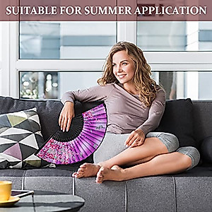 Zonon 4 Pieces Silk Handheld Floral Folding Fans Hand Held Fans Floral Folded Fan with Tassel Women's Hollowed Bamboo Hand Holding Fans for Wedding Gift, Party Favors, Daily Use