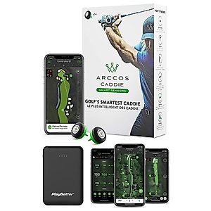 Arccos Smart Sensors (3rd Gen) Bundle - Set of 14 Golf Shot Tracker System, A.I. GPS Rangefinder, On-Course Swing Analyzer - Includes PlayBetter Portable Charger