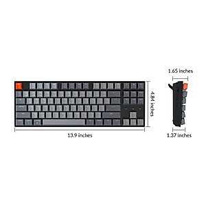 Keychron K8 Tenkeyless Wireless Mechanical Keyboard for Mac, RGB Backlight, Bluetooth, Multitasking, Type-C Wired Gaming Keyboard for Windows with Gateron G Pro Brown Switch