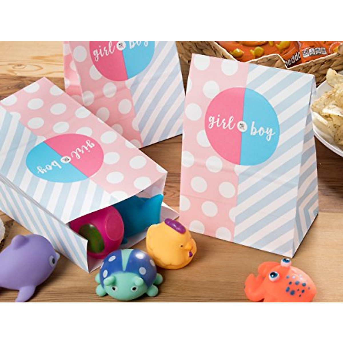 BLUE PANDA 36 Pack Boy or Girl Goodie Bags for Baby Gender Reveal Party Supplies (5.2 x 8.7 x 3.3 In)