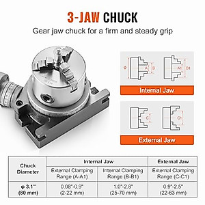 VEVOR Rotary Table for Milling Machines, 4''/ 100 mm, Horizontal Vertical Model Precision Milling Rotary Table, with 3.1''/80 mm 3-Jaw Chuck M10 T-Bolts Nuts, for Milling Engineering Indexing Tools