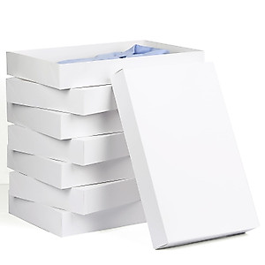 Moretoes 8pcs Gift Boxes with Lids for Presents, White Robe Boxes, XLarge Shirt Boxes Bulk for Wrapping Gifts, Christmas, Holidays, Birthdays, Graduations, Weddings (17''x11''x2.4'')