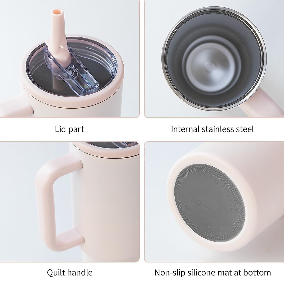 40oz Tumbler With Handle Flip Straw Lid,Leak Proof Insulated Tumbler Double Wall Vacuum Insulated Cup Reusable BPA Free Stainless Steel Water Bottle With Rubber Base Lid,Travel Mug Gifts for Her/Him