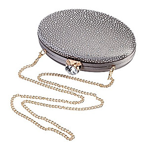 Damara Womens Oval Sparkling Rhinestones Back Smooth Evening Bag,Red