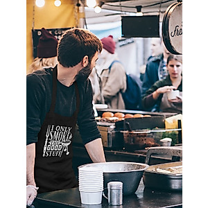 OzosKeiw BBQ Apron for Men, Mens Aprons for Grilling Cooking Grill Chef Kitchen Grilling Gifts for Men Dad Father Friends Thanksgiving Christmas Fathers day …, One Size