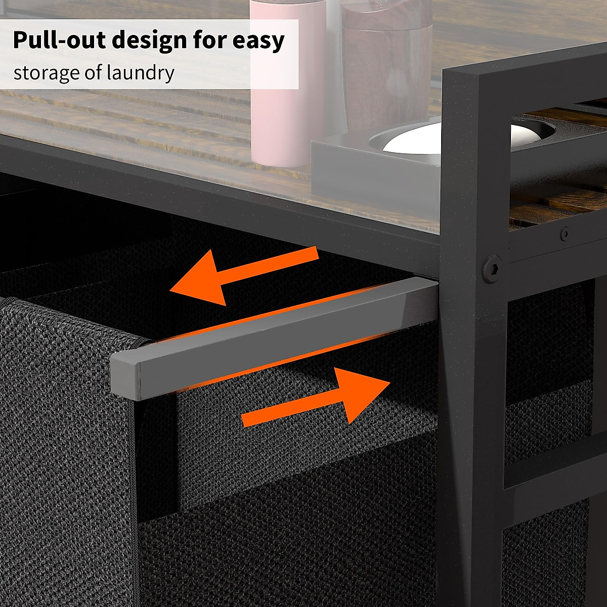 SZHLUX Laundry Hamper, Laundry Basket with Classification Labels and 3 Pull-Out, Removable Bags - 3 x 10 Gallons (38L), Rustic Brown and Black