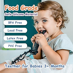 Yoolane Baby Teething Toys Silicone Teethers for Babies 3-24 Months Remote Control Shape Teething Relief Chew Toy for Toddler Infant Boy Girl BPA Free Freezable Newborn Stuff Essentials Gift, 2 Pieces