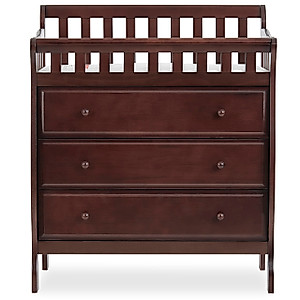 Dream On Me Marcus Changing Table And Dresser In Espresso, Features 3 Spacious Drawers, Non-Toxic Finishes, Comes With 1" Changing Pad, Made Of Solid Wood