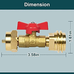 GASPRO Upgraded 1 lb Propane Tank Adapter with Valve, 20 lb to 1lb Converter, Hook Up Small Propane Tanks When 20lb Ran Out, Solid Brass