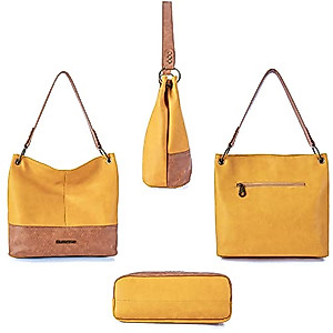 Montana West Large Hobo Bag Leather Purses and Handbags for Women Top Handle Shoulder Satchel Handbags Fashion Ladies Designer Handbags with Pockets Zipper Leather Tote Purse for Women MWC-047YL