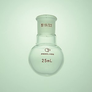 Proglass Glass Single Neck Round Bottom Boiling Flask 25mL with 19/22 Joint