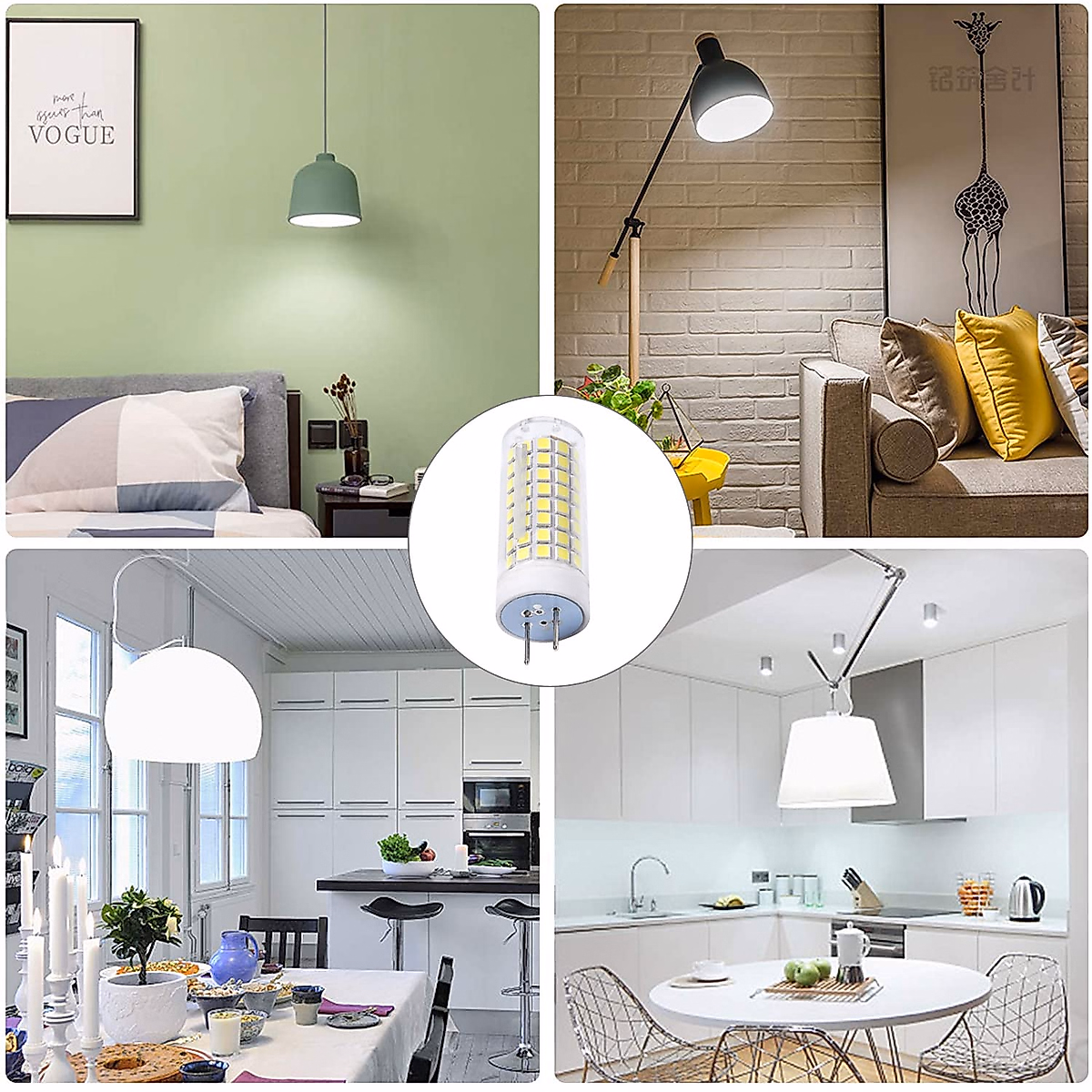 Edearkar G8 LED Light Bulbs 10W (Equivalent to 100W Halogen Bulbs) Daylight White 6000K LED Corn Light for Landscape Lighting, 102 LED 2835SMD, AC110V, Dimmable, 4-Pack