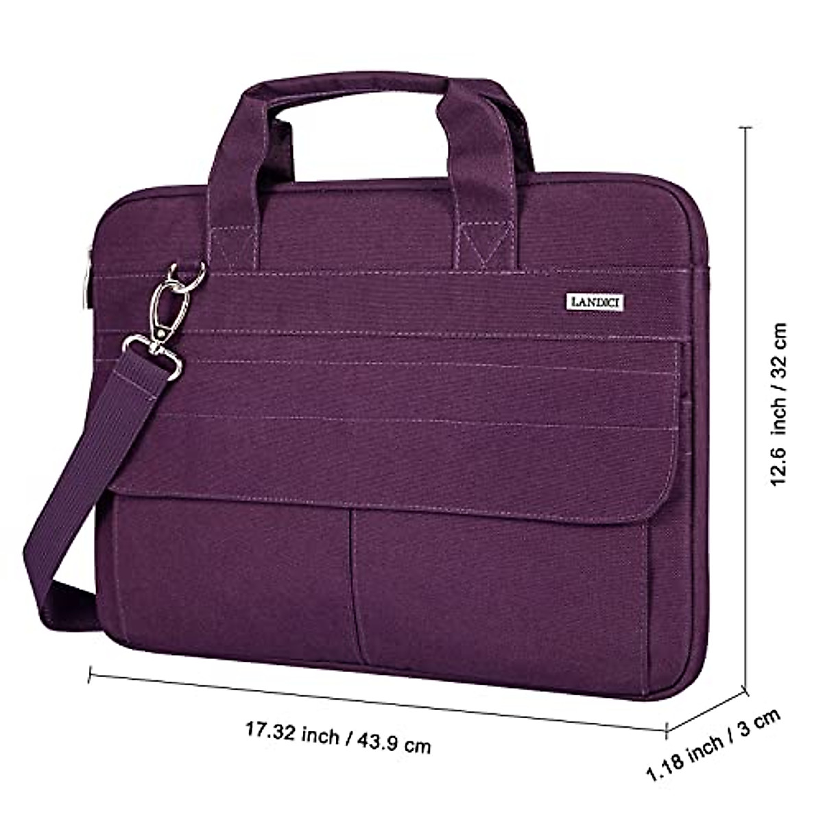 LANDICI Laptop Bag Case 17 17.3 inch for Women, Waterproof Computer Sleeve Cover Compatible with MacBook 17, 17-18 inch HP Acer Dell Lenovo ASUS Laptop, Slim Briefcase with Shoulder Strap, Purple