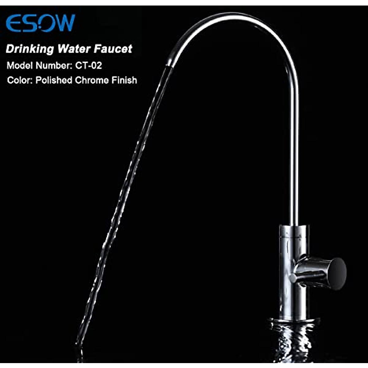 ESOW Kitchen Water Filter Faucet, 100% Lead-Free Drinking Water Faucet Fits Most Reverse Osmosis Units or Water Filtration System in Non-Air Gap, Stainless Steel 304 Body Polished Chrome Finish