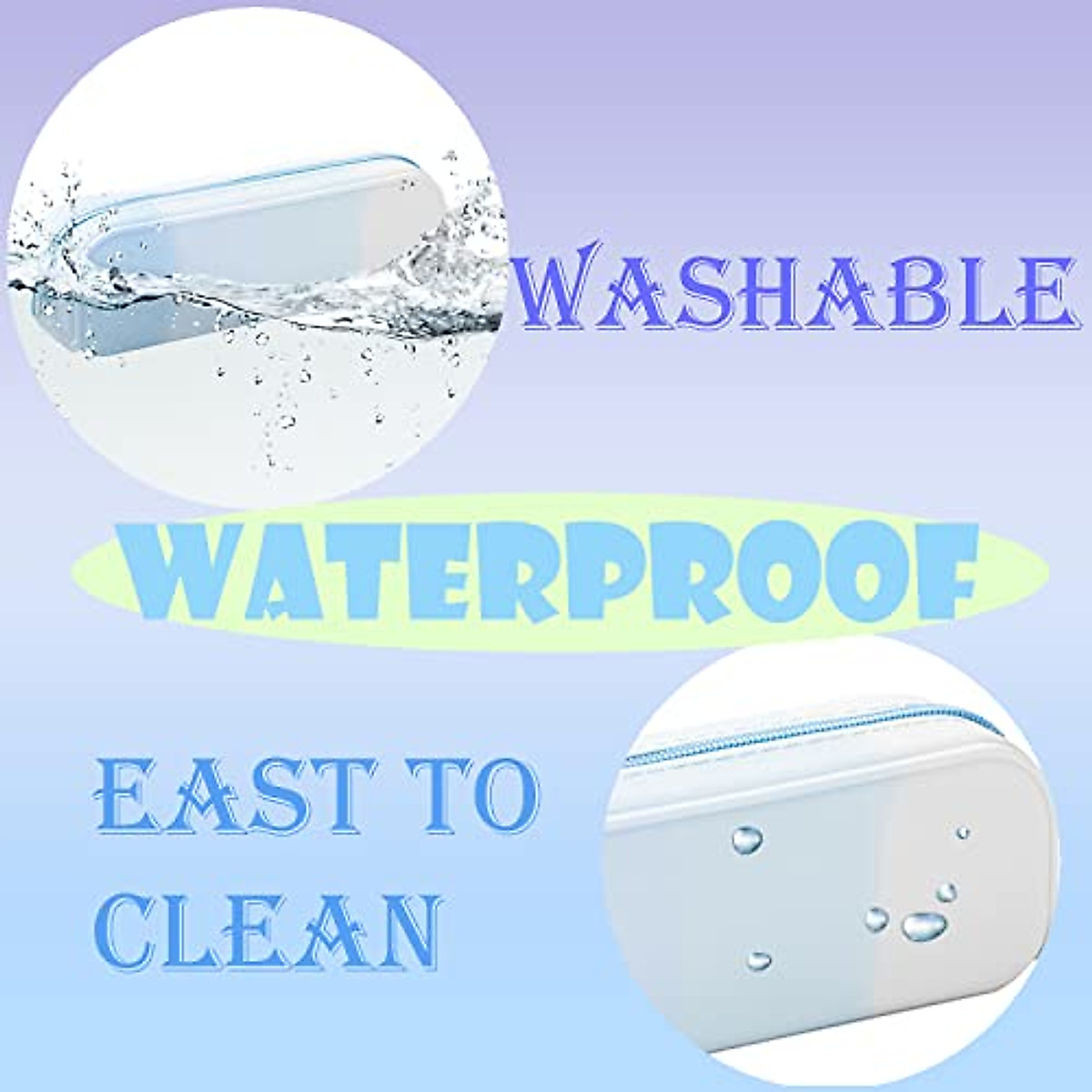 minimaliving Pencil Case,Colorful Silicone Waterproof Pencil Pouch Aesthetic Lightweight&Portable Pen Bag Stylish Small Office Supplies for Adults,Women and Men(Blue)