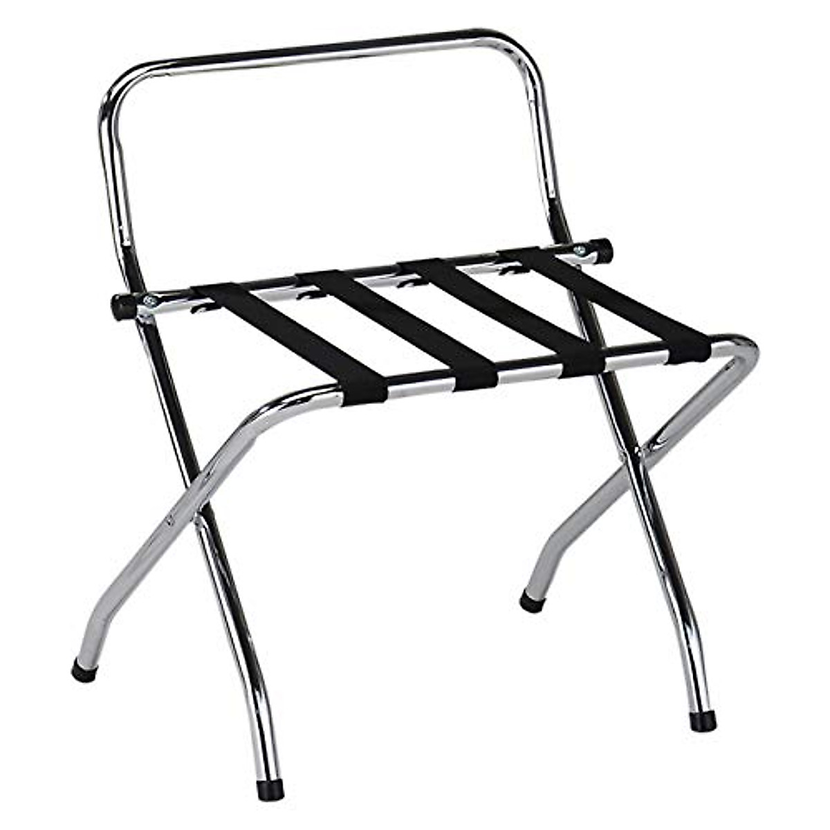 KB Designs - Folding Suitcase Luggage Rack with Support Bar, Chrome