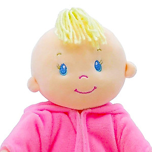 June Garden 12" Sweet Dolly Frida - Stuffed Ultra Soft Baby Bear Doll for Birth and Up - Removable Pink Outfit