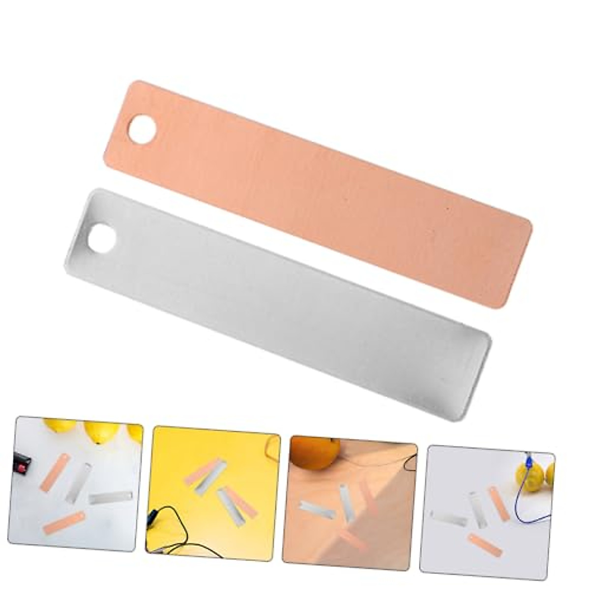 Lurrose 2 Sets Battery Electrode Sheet Batteries Copper Strip for Fruit Battery Experiment Fruit Battery Experiment Supplies DIY Fruit Battery Materials Copper Electrode Strip Zinc