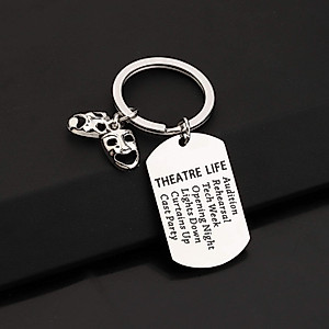LQRI Theater Life Keychain Theatre Drama Keychain Funny Drama Actor Actress Gifts Comedy Tragedy Mask Jewelry Broadway Musical Drama Teacher Graduates Gift (d-Theater life)
